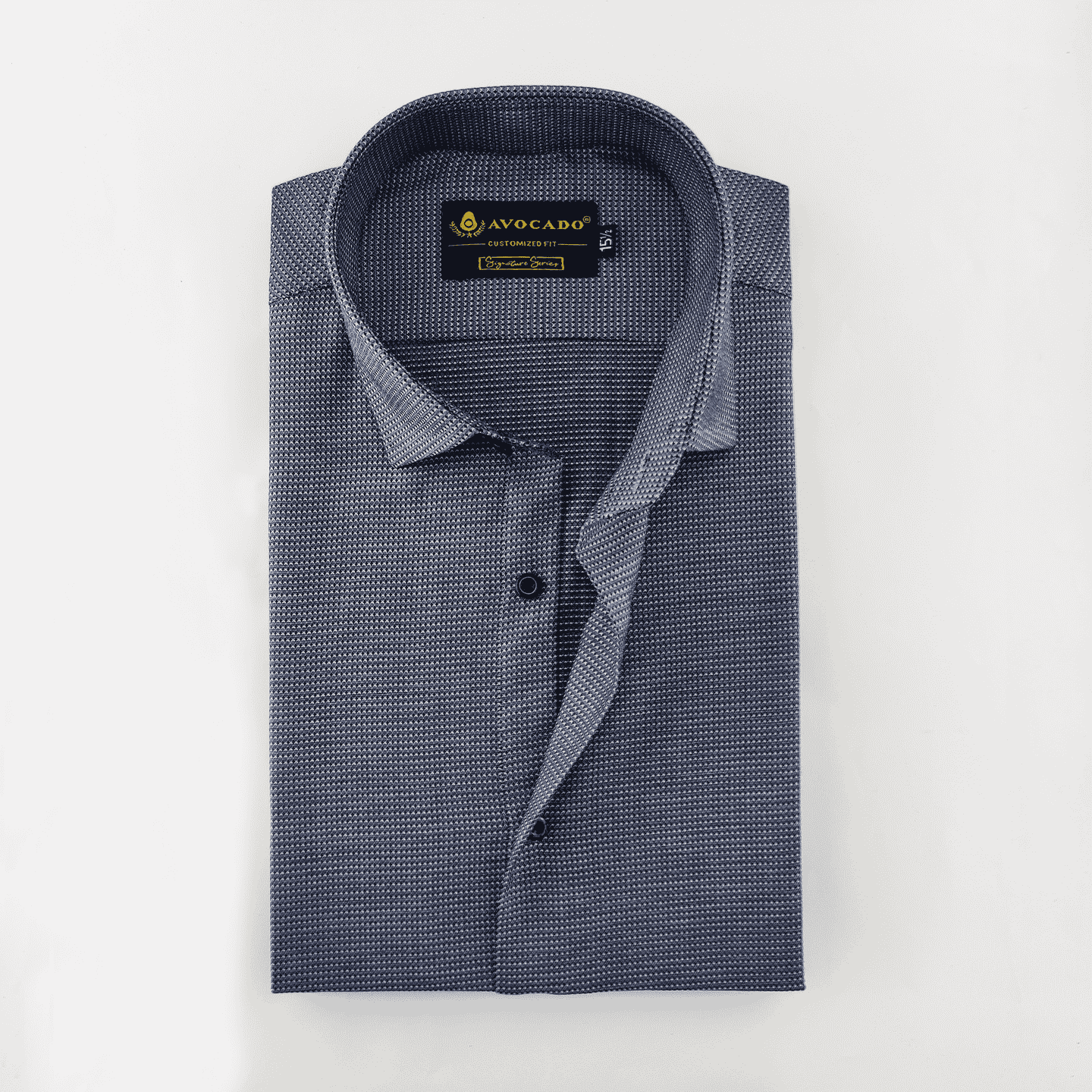 SIGNATURE NAVY BLUE AND BLACK TEXTURED SHIRT – AVOCADO